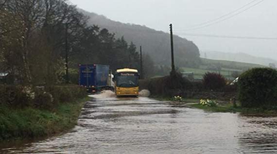 Road floods after brook bursts its banks | brecon-radnor.co.uk