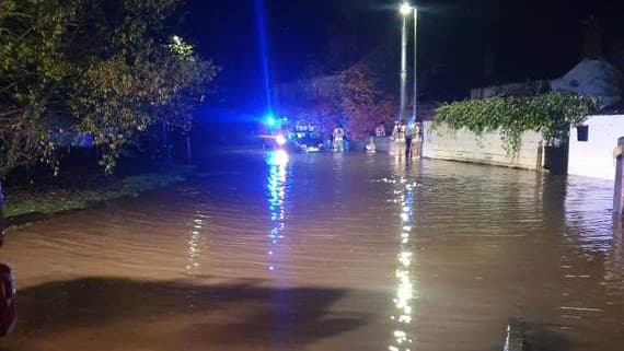 Fire crews dealing with flooding in Knigthon | brecon-radnor.co.uk