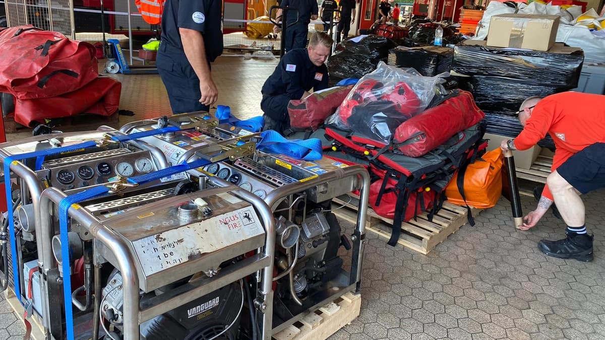 Welsh firefighters prepare rescue equipment for Ukraine relief efforts ...