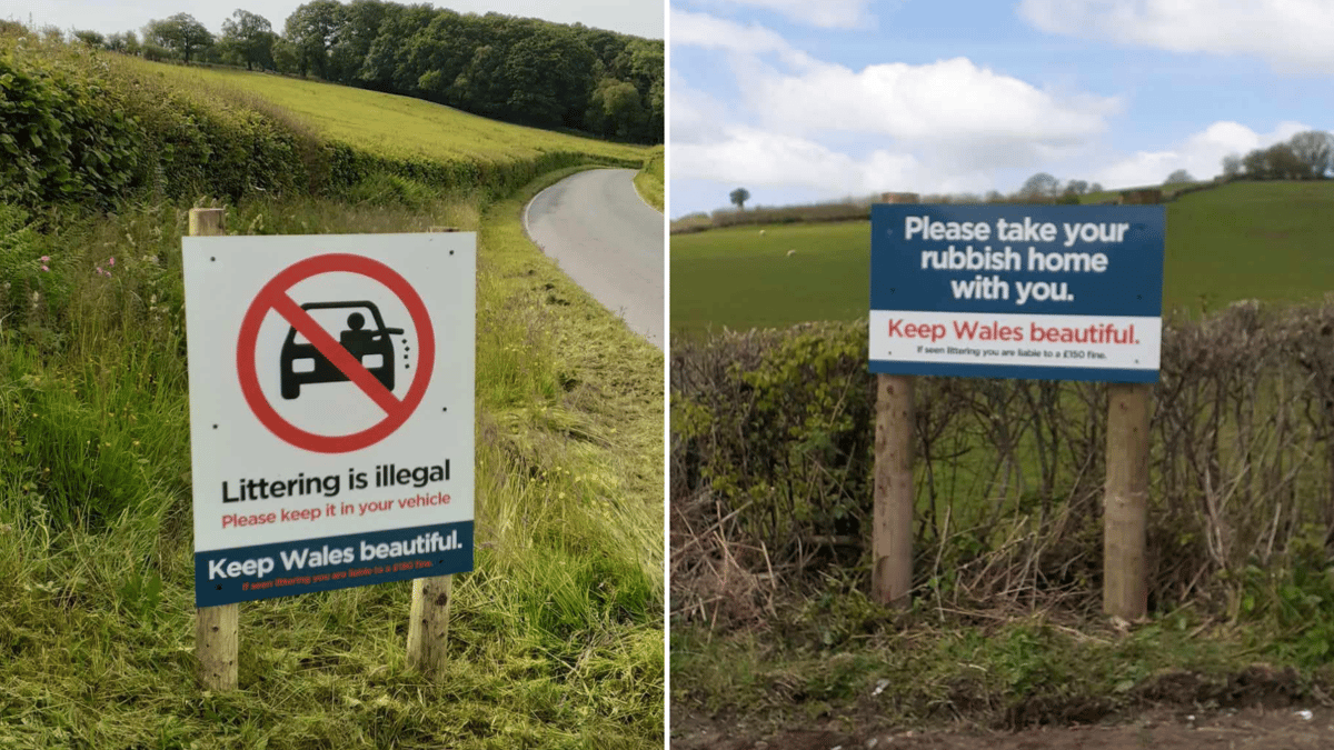 Powys County Council admits to taking down 'unauthorised' anti-litter ...