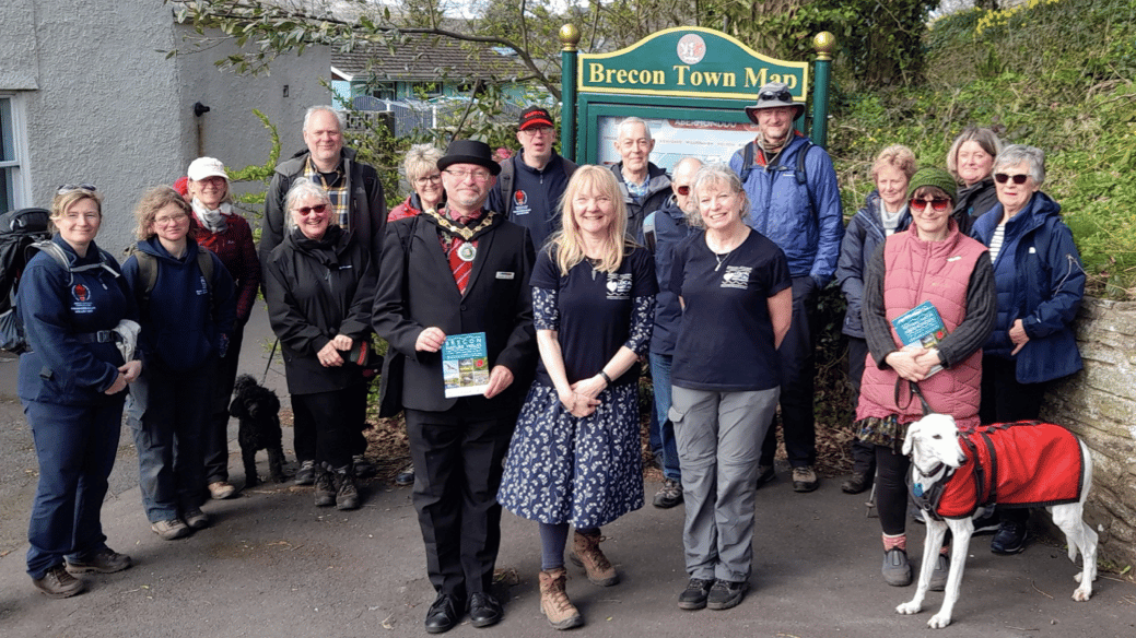 Mayor and volunteers celebrate the launch of Brecon nature walks ...