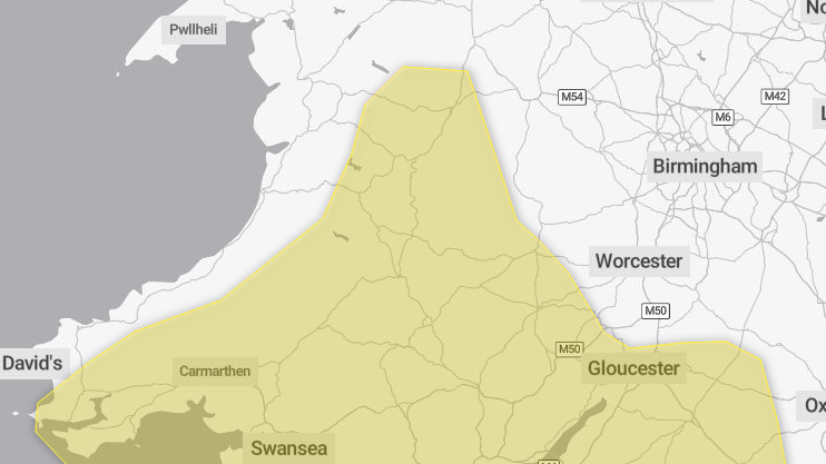 Yellow rain warning for Brecon and Radnorshire as 50–80mm expected ...