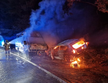 Two vehicles destroyed by fire after A40 crash near Brecon | brecon ...